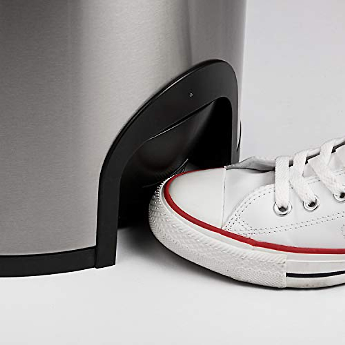 NINESTARS TTT-45-8 Automatic Tap Sensor Trash Can, 12 Gal 45L, Stainless Steel Base (Round, Black Lid)