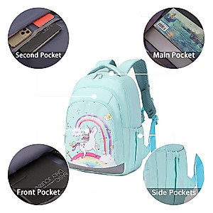 Abshoo Cute Kids Backpack For Girls Kindergarten Elementary Unicorn School Backpacks With Chest Strap (Unicorn Teal)