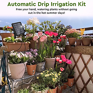 Solar Automatic Drip Irrigation Kits, Support 15 Potted Plants, Automatic Watering System for Indoor and Outdoor Garden, Eco-Friendly and Cost-Effective