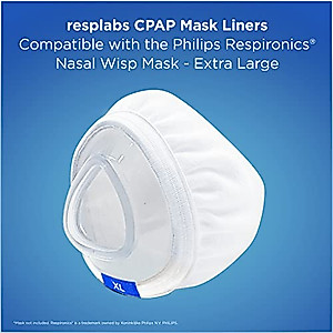 resplabs CPAP Mask Liners - Compatible with Philips Respironics Wisp Nasal Masks, Extra Large - Reusable, Washable Cushion Covers - 4 Liner Pack