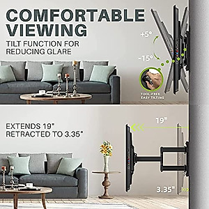 USX MOUNT Full Motion Sliding TV Wall Mount for 32-90" TV, Articulating TV Mount Holds up to 150lbs, TV Centering Swivel Rotate Extend Tilt TV Bracket, Max VESA 600x400mm, 16" 18" 24" Studs