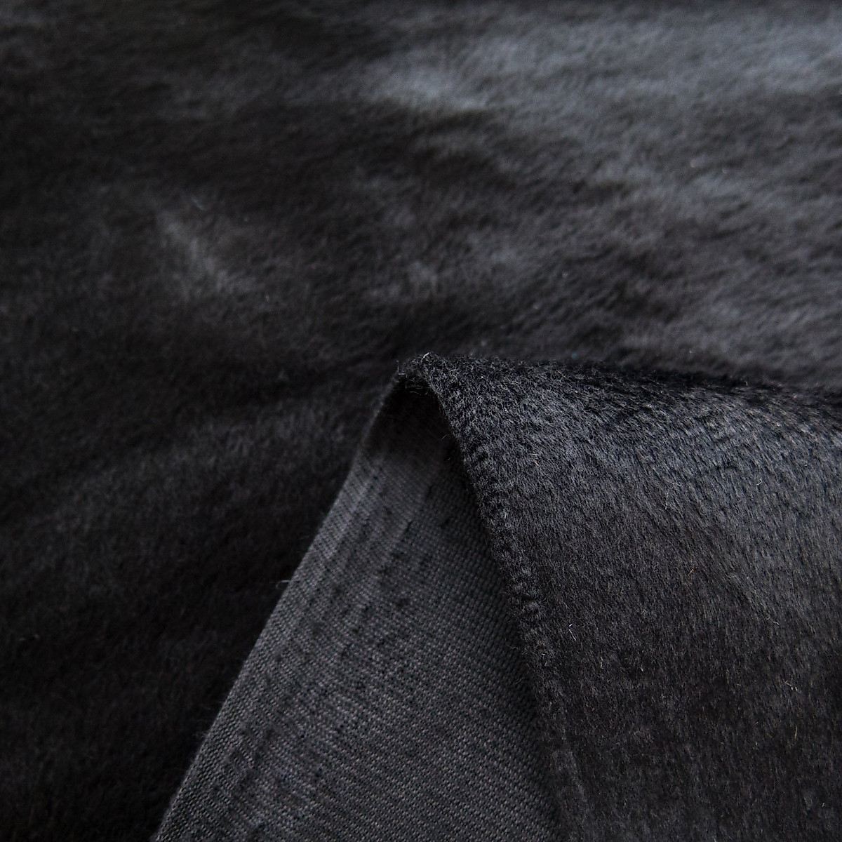 Faux Fake Fur Solid Velboa Black 60 Inch Fabric by the Yard (F.E.