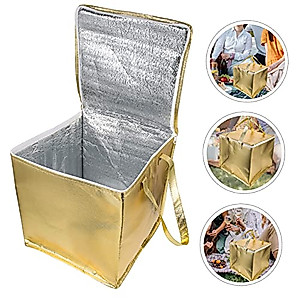 Cabilock Reusable Grocery Bag Insulation Foldable Shopping Shopping Tote Insulated Food Transport Food Warmer Grocery Aluminum Golden Takeout Food with Zipper Grocery Grocery Delivery Bag