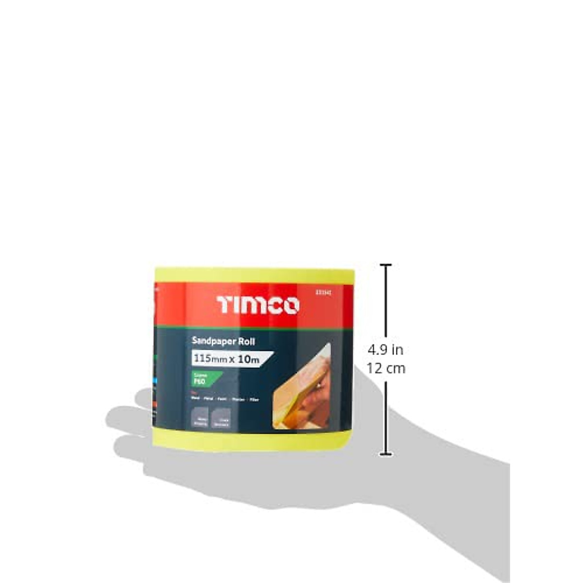 TIMCO 231541 60 Grit Yellow-115mm x 10m Sandpaper roll