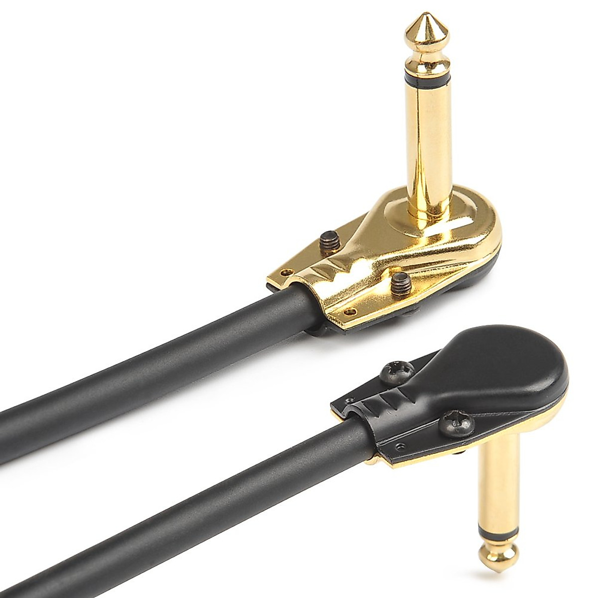 TIMESETL 6 Pack 6 Inch Guitar Patch Cable Ultra Quiet Instrument Effect Pedal Patch Cords 1/4 inch Right Angle Low Profile Pancake Design