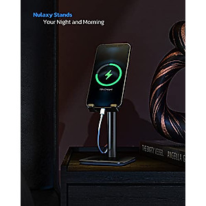 Nulaxy Phone Stand, Height Angle Adjustable Cell Phone Stand, Phone Holder for Desk Compatible with iPhone12 Mini 11 Pro Xs Xs Max Xr X 8 7 6 6s Plus, All Smartphones (4-8 inches) - Black