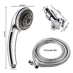 Welan Shower Head with Handheld High Pressure,7 Functions Hand Held Shower head with Stainless Steel 60 inch Hose-Chrome Finish, High Flow Hand Held Rain Showerhead