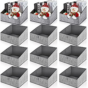 12 Pcs Closet Baskets Trapezoid Storage Bins Closet Storage Bins Foldable Fabric Bins Closet Shelf Organizer Bins Storage Box for Clothes Books Baby Toiletry Dvd Toys Towel, 11.4 x 11.4 x 7.9 Inch