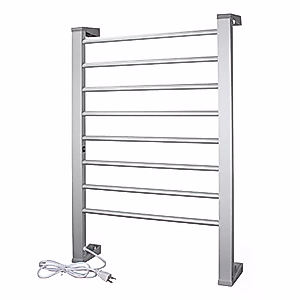 ELEGANTLIFE Electric Towel Warmer with Built-in Timer Auto Power Cutoff,Heavy Feet Steady Freestanding & Wall Mount Towel Warmers for Bathroom,8 Bars Heated Towel Rack Aluminum Oversized