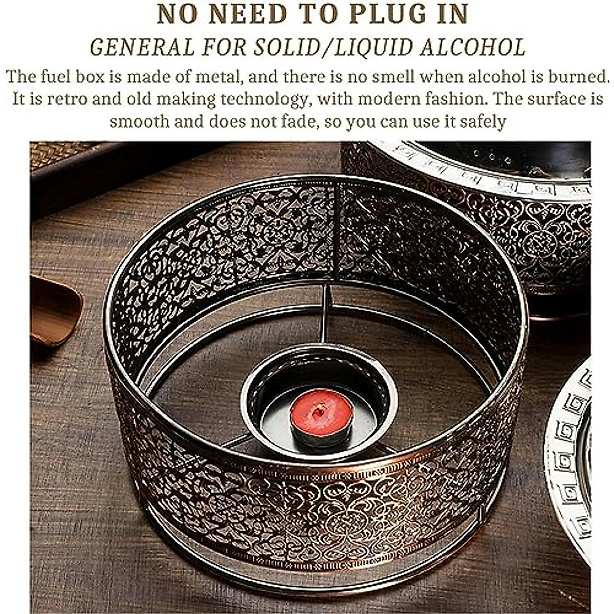 Retro Round Chafing Dish, 24/26/28/30cm Buffet Servers Warmers Tray with Food Pan, Lid and Fuel Holder, for Catering Party Banquet Dining