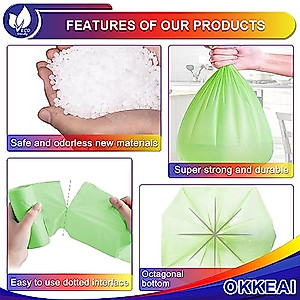 OKKEAI Large Garbage Bags 13 Gallon Tall Kitchen Green Trash Bags 49 Liter Bin Liners for Lawn Yard,Home,Office,60 Counts (Fits 10-15 Gallon Bins)