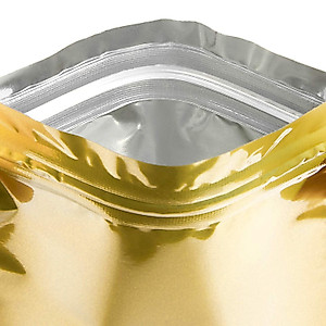 100 Pieces Resealable Smell Proof Bags Foil Pouch Bags, Flat Reclosable Bags for Daily Life or Party Supplies, Gold 3" x 4"