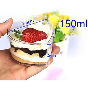 Qixivcom 20 Pack 5 Oz Heart Shaped Dessert Bowl Ice Cream Plastic Dessert Bowls Disposable Dessert Snack Bowl Sundae Bowls Tasting Sample Cup Reusable Salad Bowl Parfait Cups Serving Bowl for Party