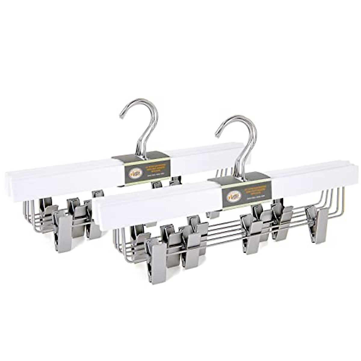 20 Luxury Ultra Thin Space Saving Wooden Clothes Hanger with Squared Pant Bar Best for Shirts, Blouses, Pant, Dress, Hangers White (White - Skirt, 20)