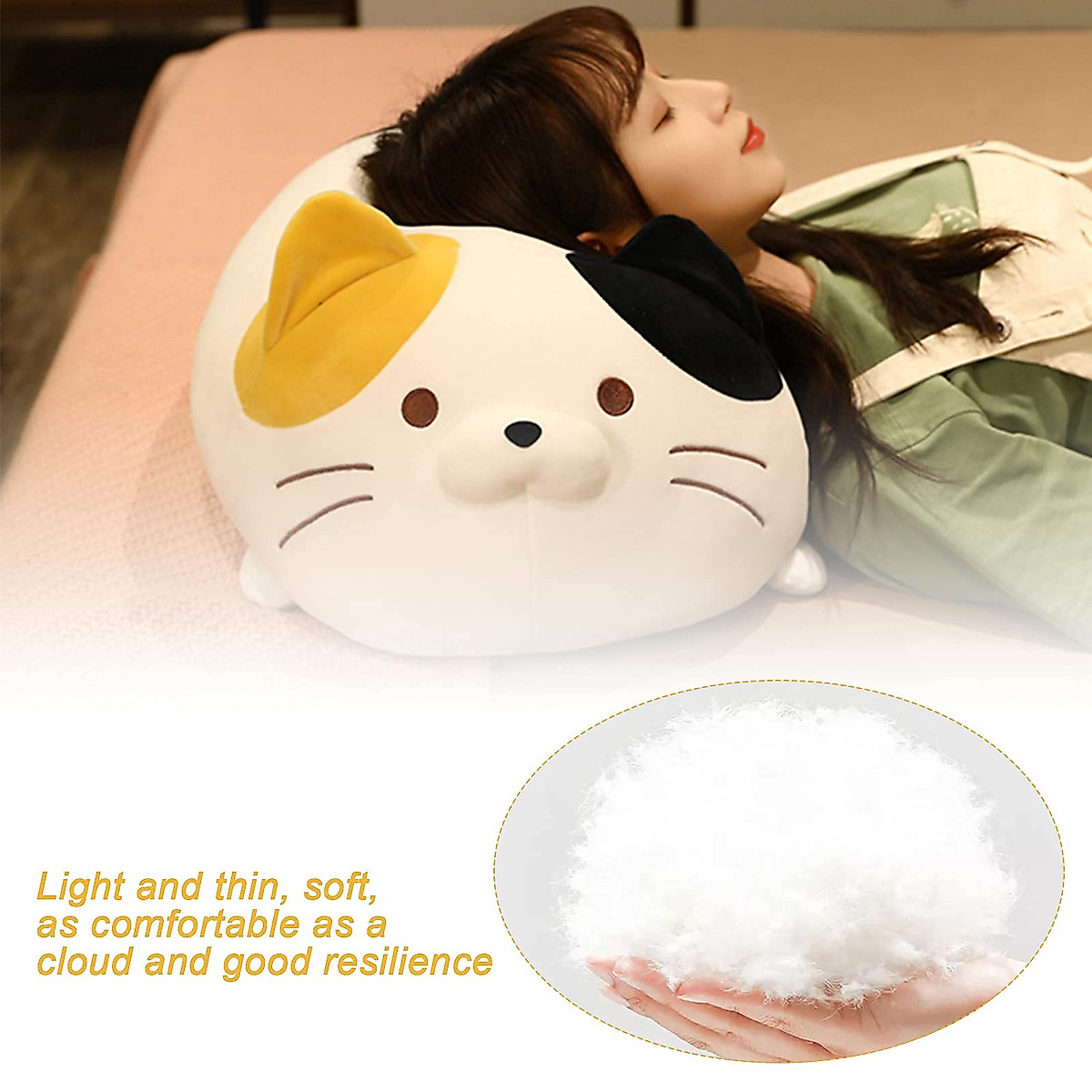 Ratoher 23.6in Cat Plush Toy, Cute Cat Stuffed Animal, Kawaii Cat Plushie Doll Valentine Plush, Soft Loving Cat Plush Valentines Day Stuffed Animals Gift for Kids Lover