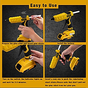 Mellif Cordless Hot Glue Gun for Dewalt 20V Max Battery, Handheld Electric Power Glue Gun Full Size for Arts & Crafts & DIY with 20 Glue Sticks (Battery Not Included)