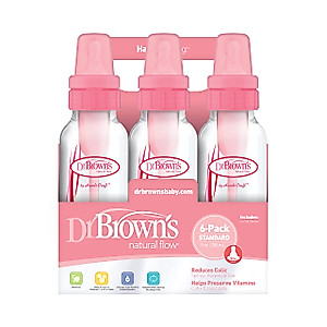 Dr. Brown's Natural Flow Anti-Colic Baby Bottles - Pink - 8oz - 6pk