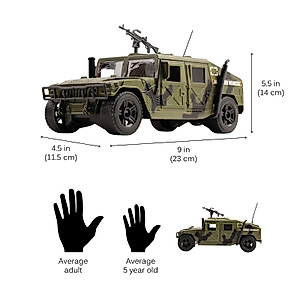 Vokodo Military Fighter Truck Friction Powered With Lights And Sounds Kids Push And Go 1:16 Scale Pretend Play Armored Army Vehicle Doors Open Quality Action Toy Car Great Gift For Children Boys Girls