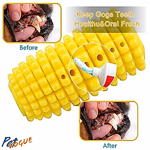 PetVogue Dog Chew Toys for Aggressive Chewer Teeth Cleaning Dog Toothbrush Toys with Cotton Rope Indestructible Tough Durable Squeaky Interactive Durable Dog Toys | Dog Bone Chew Toy (Yellow)