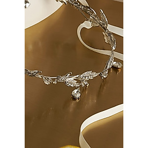 BABEYOND Elegant Rhinestone Leaf Wedding Bridal Bridesmaid Forehead Band Dangle Rhinestone Bridal Tiara Crown with Gift Box , Silver, One size