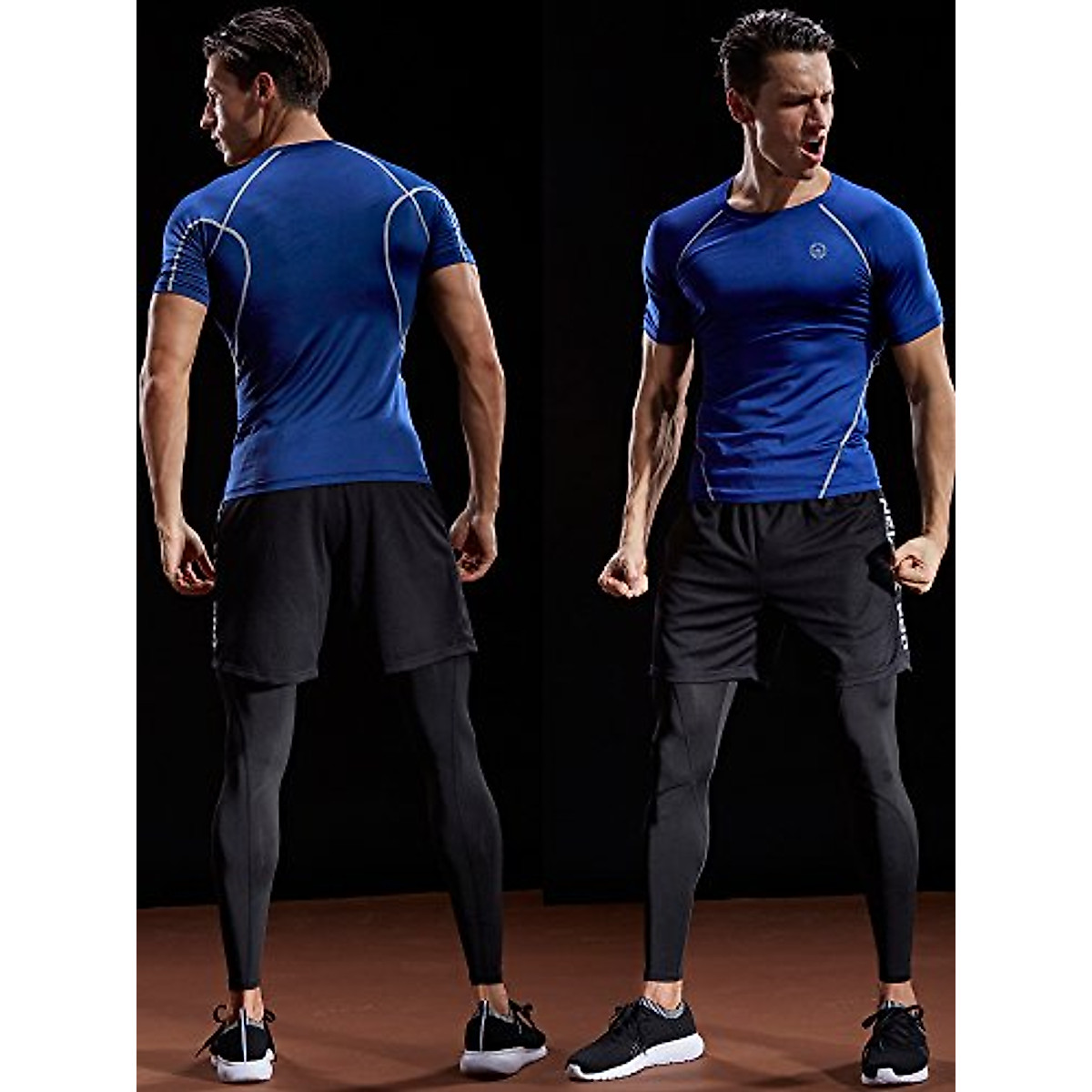 NELEUS Men's 3 Pack Compression Baselayer Athletic Workout T Shirts,5022,Black,Grey,Red,US M,EU L