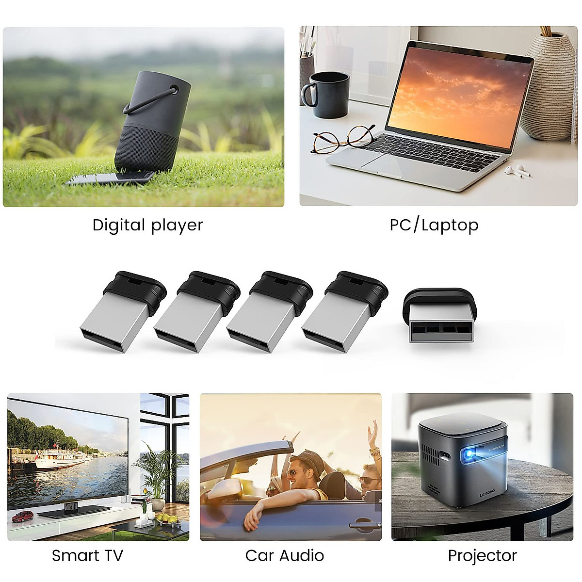 5 x 64GB Flash Drive, KEXIN USB Drive 64 GB Mini USB Thumb Drive 5 Pack Photo Memory Stick External Storage for Date Storage