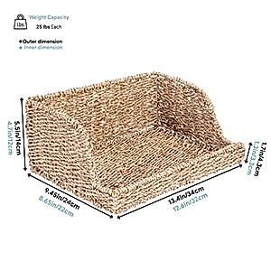 VATIMA Large Open-Front Baskets for Kitchen, Natural Seagrass Storage Baskets for Organizing, Decorative for Living Room, 13.4” x 9.5” x 5.5”, 2 Pack