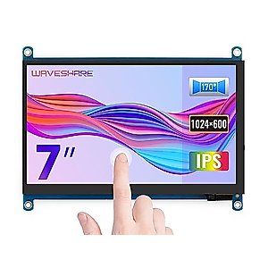Waveshare 7inch Capacitive Touch Screen LCD Compatible with Raspberry Pi 5/4B/3B+/3A+/2B/B+/A+/Zero/Zero W/WH/Zero 2W CM3+/4 Series Boards 1024×600 Resolution HDMI IPS Supports Windows