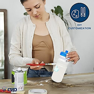 CSBD 20 oz Sports Water Bottles, 6 Pack, Reusable No BPA Plastic, Pull Top Leakproof Drink Spout, Blank DIY Customization for Business Branding, Fundraises, or Fitness Frost Bottle Trans Blue Lids