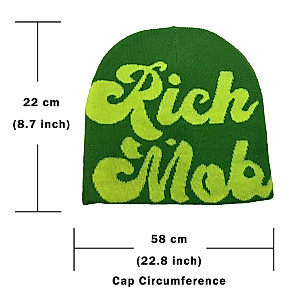 CORIRESHA Men Y2K Beanies Letter Graphic Knitted Hat Women Winter Soft Warm Cap Black Light Grey