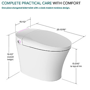 Transolid TL-5401-A Rosemary 1-Piece 0.8/1.28 GPF Dual Flush Elongated Bidet Toilet, White