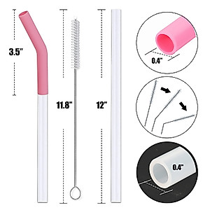 Greant 8 PCS Straw compatible with Stanley Adventure Quencher 40oz, 12 inch Straw compatible with Stanley 40oz Tumbler With Handle, Come With 4 PCS Straw Covers compatible with Stanley