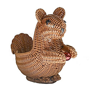 Mokylor Rattan Woven Fruit Basket, Squirrel Shape Woven Wicker Baskets, Creative Weaving Storage Container Vegetable Basket Tray for Laundry, Picnic and Decoration