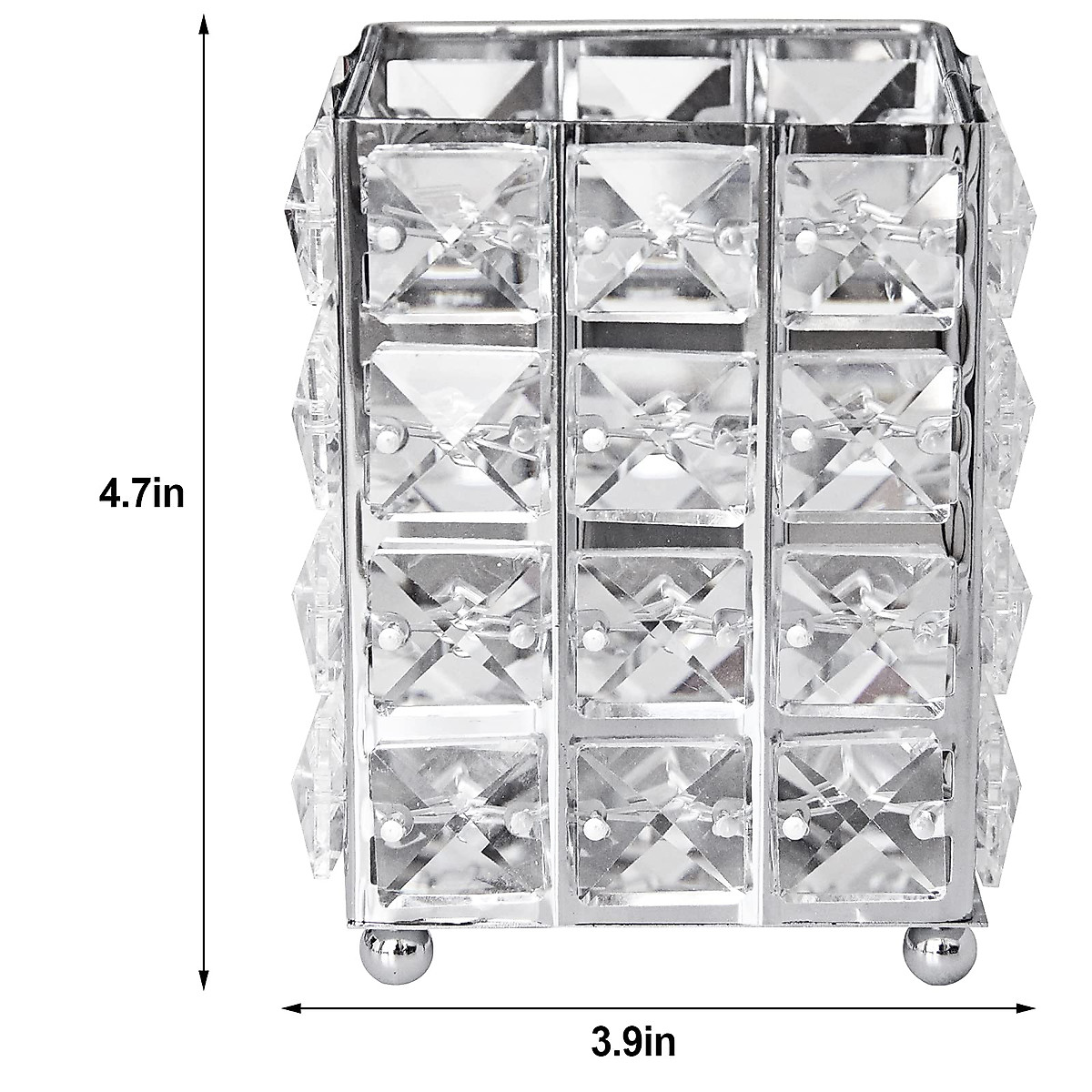 Miaowater Makeup Brush Holder Organizer Cosmetic Brushes Storage Eyeliners Eyebrow Pencil Container Cup (Silver Square)