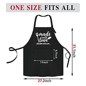 zcyhtqp Made with Love and Some Other Sxxt…,Funny Apron for Women with 2 pockets,One Size Fits All,Adjustable Chef Apron,Cooking Baking Grilling BBQ Apron,Cute Baking Gifts for Bakers,Mom Gifts
