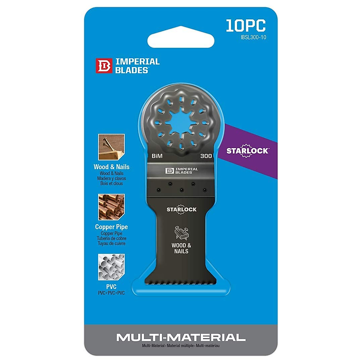 Imperial Blades IBSL300-10 Starlock 1-3/8" Standard Wood & Nails Oscillating Multi-Tool Blade, 10PC
