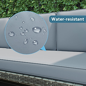 Brabrety 4 Pieces Outdoor Patio Furniture Sets,All-Weather PE Wicker Sectional Sofa Set with Retractable Table,Conversation Set for Backyard, Free Combination