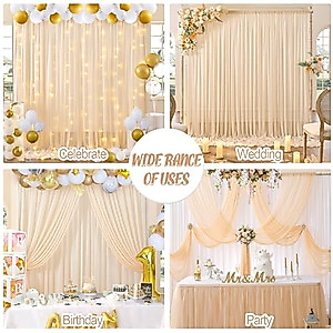 10x10ft Champagne Backdrop Curtain Wrinkle Free Sheer Backdrop for Party Wedding Baby Shower Birthday Arch Living Room Window Curtains Wall Decoration