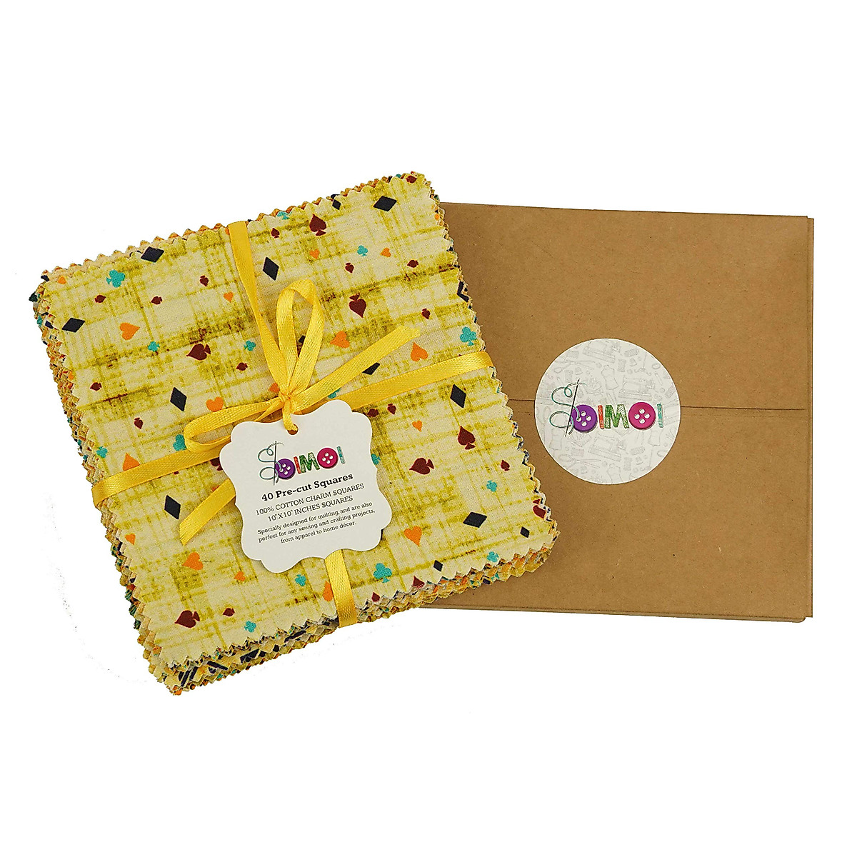 Soimoi Geometric with Texture Print Precut 10-inch Cotton Fabric Quilting Squares Charm Pack DIY Patchwork Sewing Craft