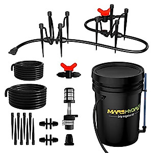 Mars Hydro Auto Drip Irrigation Kits Garden Watering System for Indoor, Lawn, Greenhouse, Yard, 5-Gallon Bucket 22W Water Pump with 8 Drip Emitters