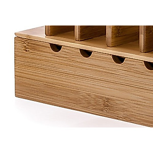Prosumer's Choice Bamboo Cell Phone Charging Stations | Charging Stand for Mobiles, Tablets, Smartphones, iPads | Desk Organizer| Docking Station | Desk/Floor Cord Cover | Cell Phone Accessories