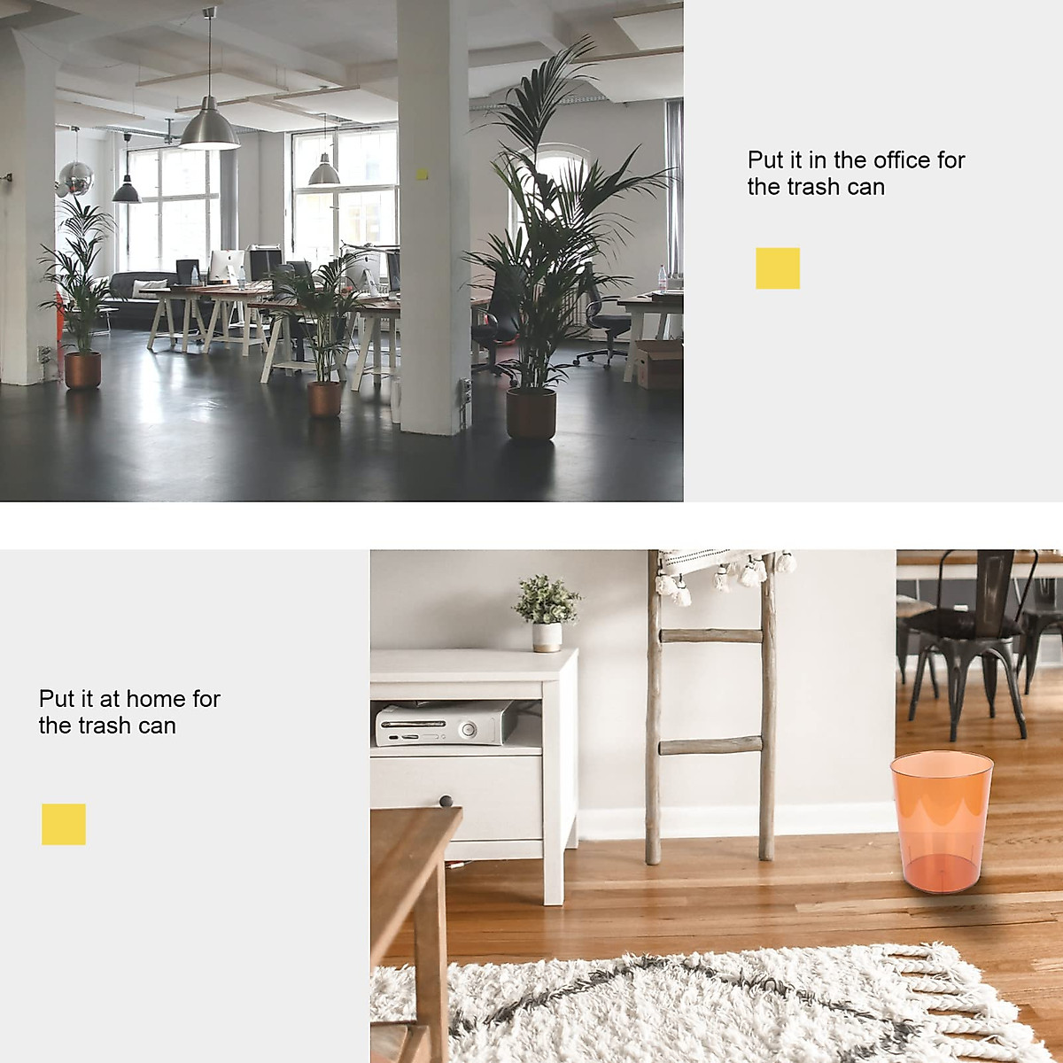 Amosfun Plastic Slim Round Small Trash Can Wastebasket Garbage Container Bin Pot for Bathroom Bedroom Kitchen Home Office Orange