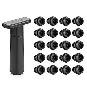WOTOR Wine Saver Vacuum Pump with 20 Stoppers, Wine Stopper, Wine Preserver, Reusable Bottle Sealer Keeps Wine Fresh