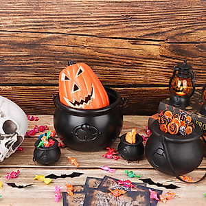 5 in 1(8.5", 5.5", 3pcs 2.8") Package Plastic Cauldron and Black Witches Cauldron,Halloween Decor Black Hanging Cauldron Candy Bucket for Holiday Trick or Treat Party and Patrick’s Day Decor