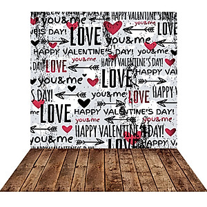 SJOLOON 5x7ft Valentines Day Backdrops for Photography Wood Floor Photography Backdrops Love for Photo Background for Party Studio Backdrop 10869