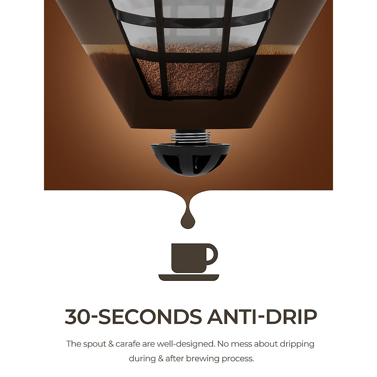 SIMOE Programmable Coffee Maker, 12-Cup Coffee Machine with Timer and Glass Carafe, Keep Warm, Brew Strength Control, Anti-Drip System, Black with Stainless Steel