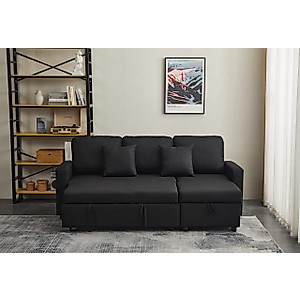 Bonrcea Sleeper Sectional Sofa with Storage Sofabed, Black