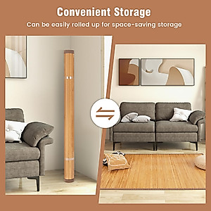 COSTWAY Bamboo Area Rug, 5'x8' Natural Bamboo Floor Mat with Anti-Slip Backing, Indoor Roll-up Runner Rug, 96"x60" Anti-Skid Large Floor Carpet for Bedroom Living Room Entryway Indoor