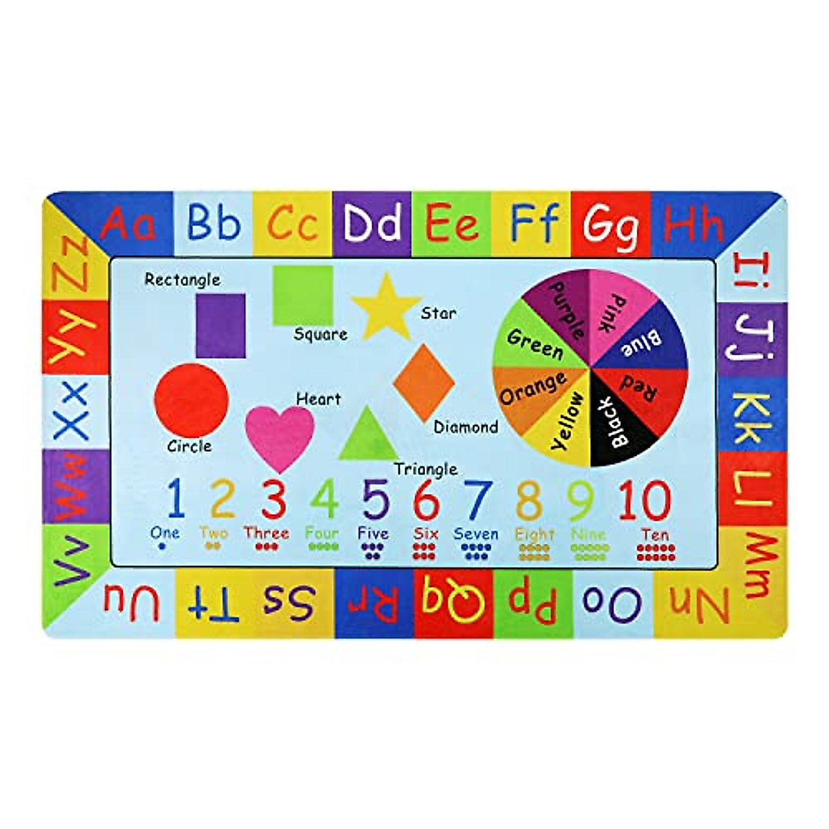 Moespace Educational ABC Kids Rug for Playroom,3x5 ft Numbers and Graphics Learning Area Rug Washable Children Play Carpet Non-Slip Baby Nursery Rug for Bedroom Classroom