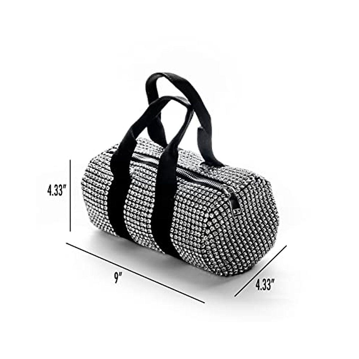 Plursona Bella Rhinestone Purse Luxury Sparkly Silver With Top Handle and Detachable Cross Body Bag Chain